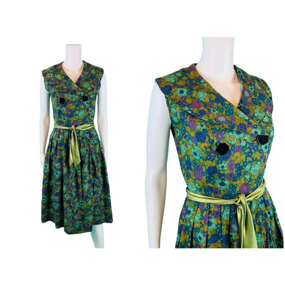 Vintage | Dresses | Vintage 6s Sundress Womens Extra Small Collared ...